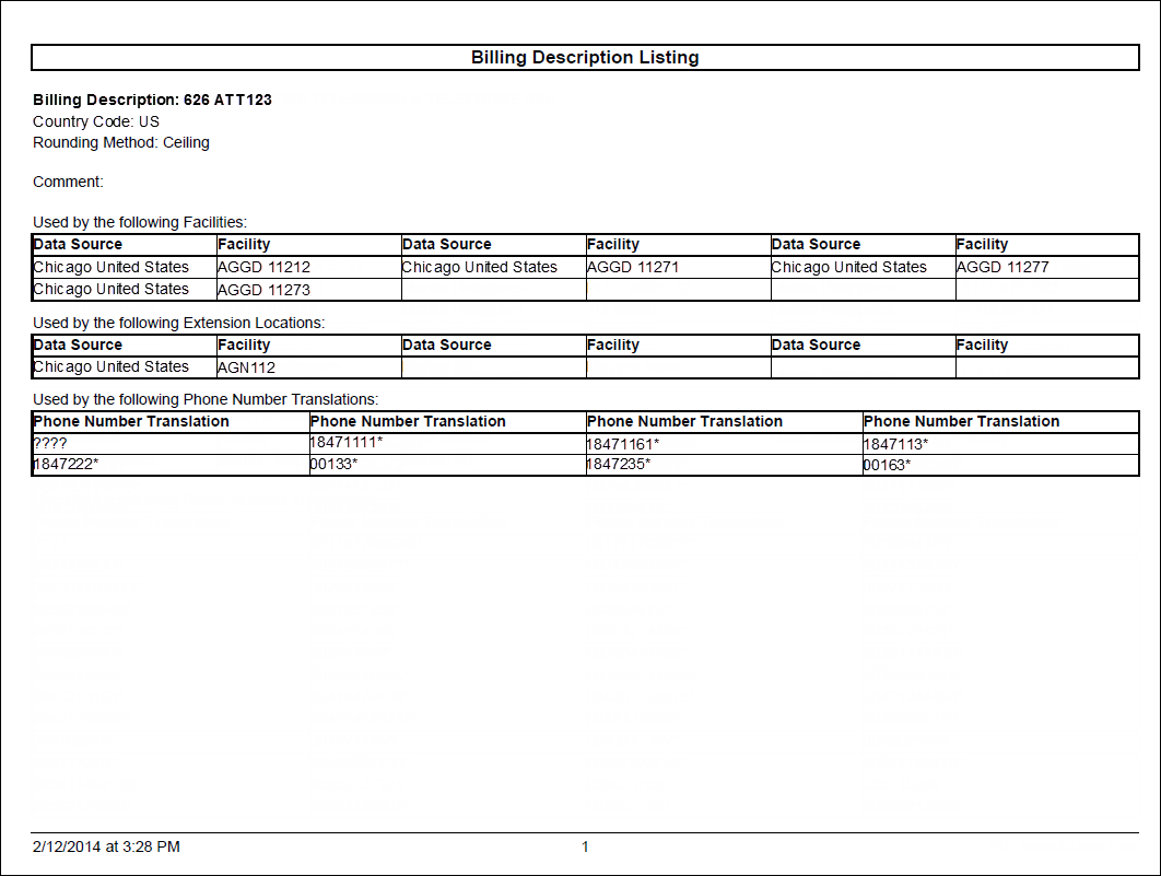 Print Billing Description